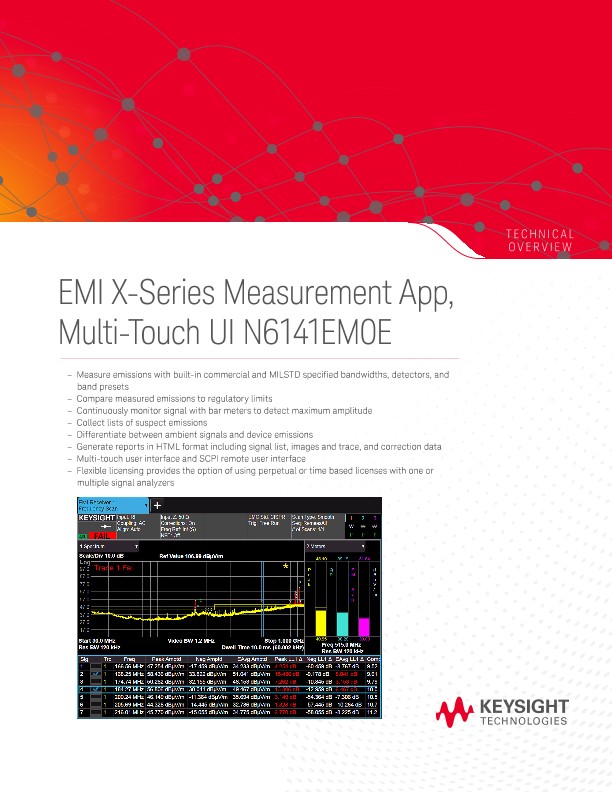 EMI X-Series Measurement App, Multi-Touch UI N6141EM0E PDF Asset Page | Keysight
